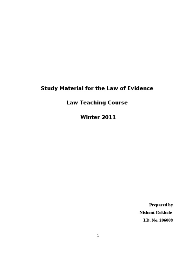 Evidence Law Study Material Guide | PDF | Burden Of Proof (Law ...
