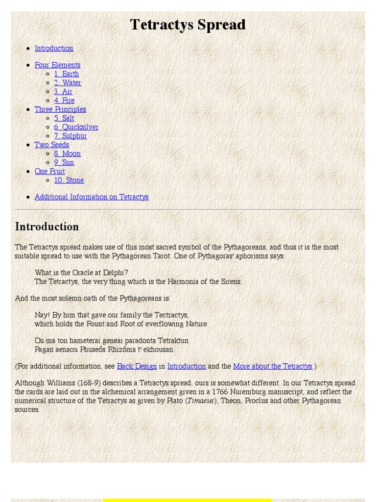 Tetractys Spread Guide to the Ancient Pythagorean Symbol | PDF ...