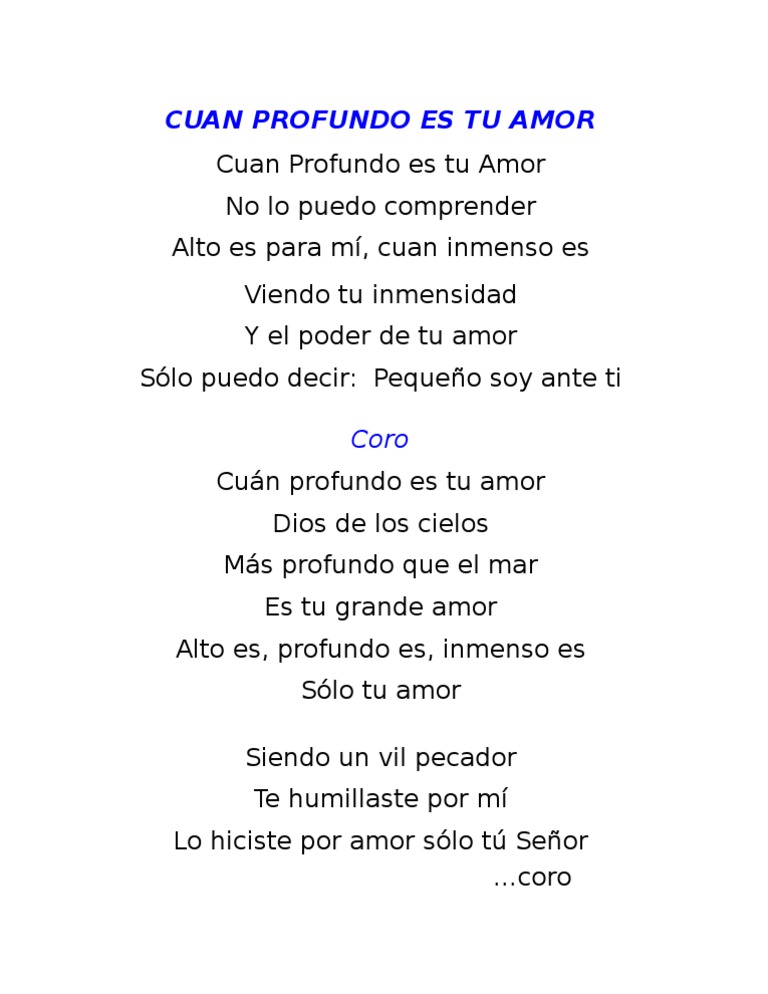 Cuan Profundo Es Tu Amor (Canto) | PDF
