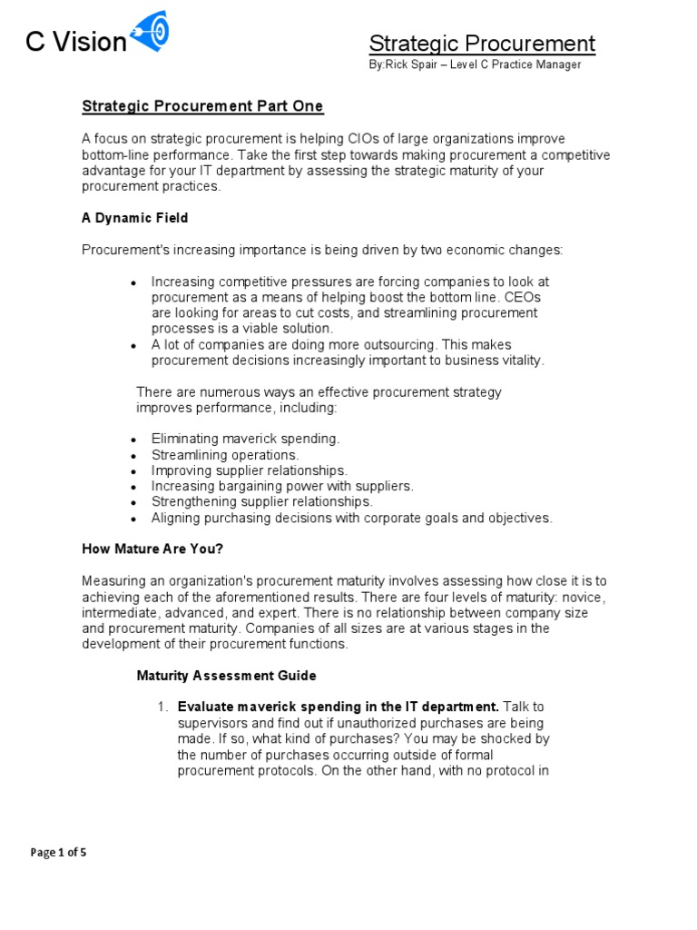 Strategic Procurement | PDF | Procurement | Strategic Management