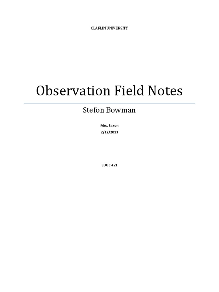 Observation Field Notes | PDF | Psychological Concepts | Learning
