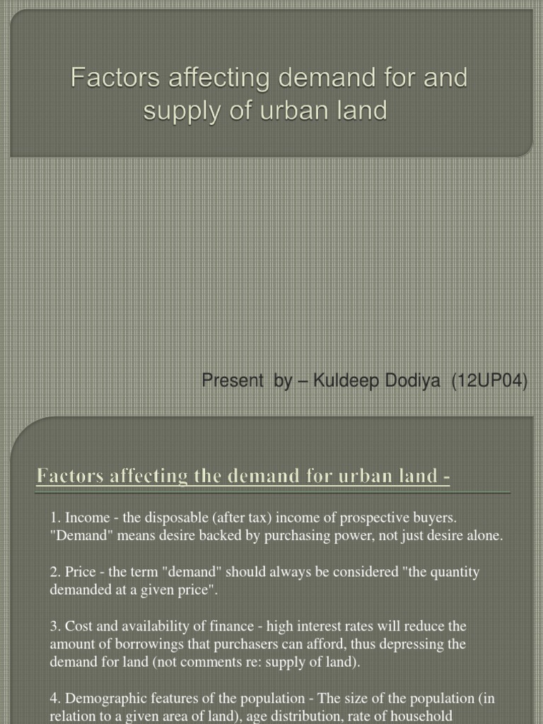 Factors Influencing Land Demand and Supply | PDF | Interest | Demand
