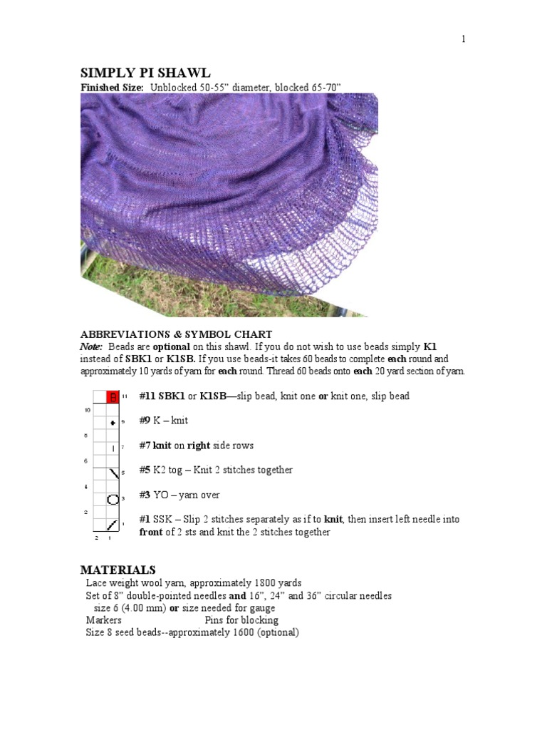 Simply Pi Shawl | PDF | Knitting Needle | Knitting