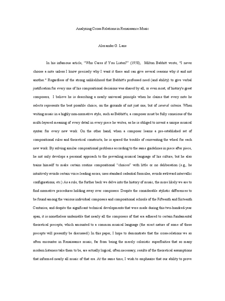 Analyzing Cross-Relations in Renaissance Music | PDF | Melody | Music ...