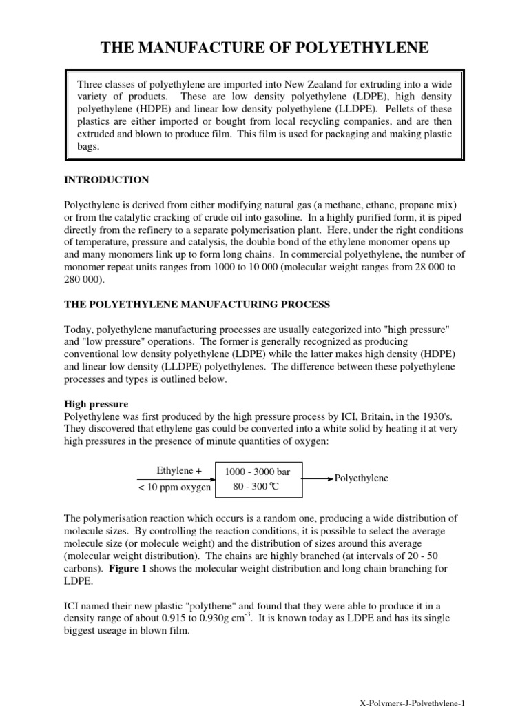 The Manufacture of Polyethylene | PDF | Polyethylene | Extrusion
