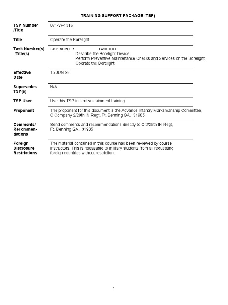 Bore Light | PDF | Military Technology | Equipment