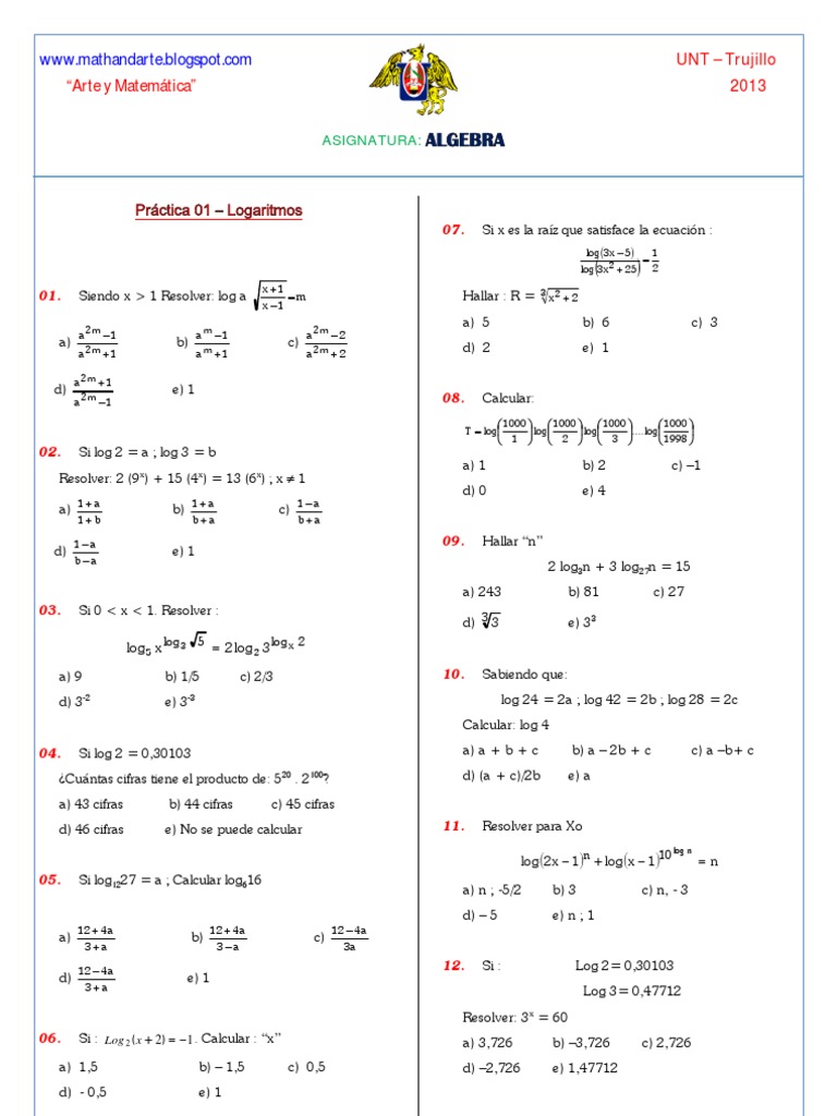 Alg - 01 Logaritmos | PDF