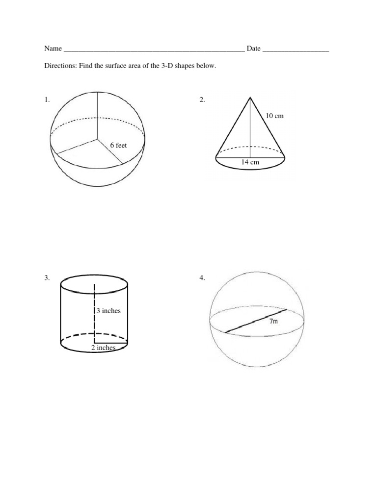 3D Shapes Surface Area Worksheet | PDF