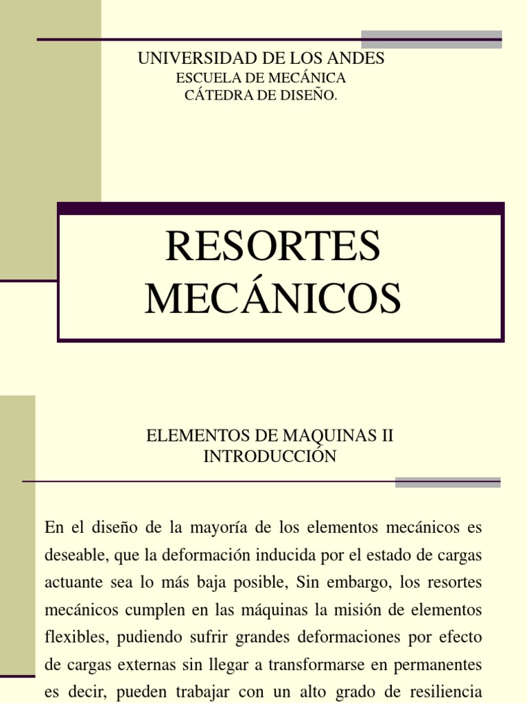 Teoria Resortes Mecanicos | PDF | Fatiga (material) | Pandeo