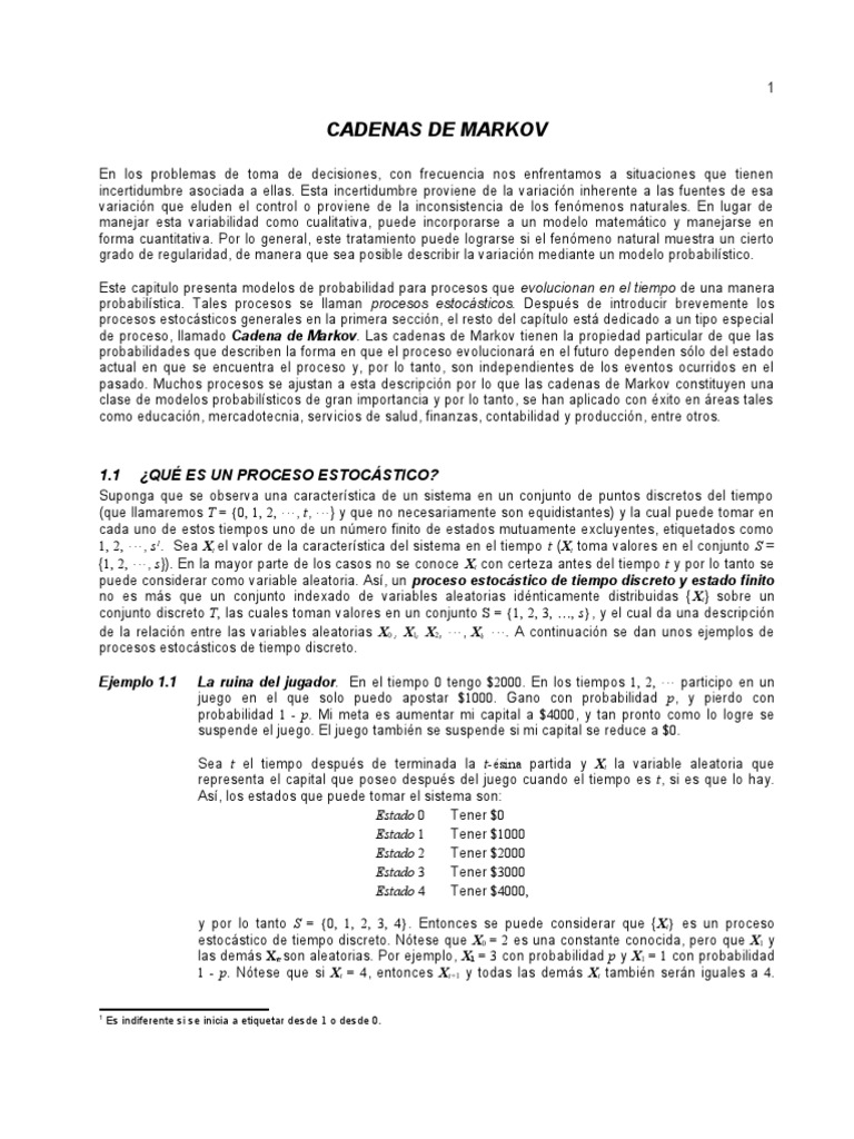 Introducción a Cadenas de Markov | PDF | Cadena Markov | Probabilidad