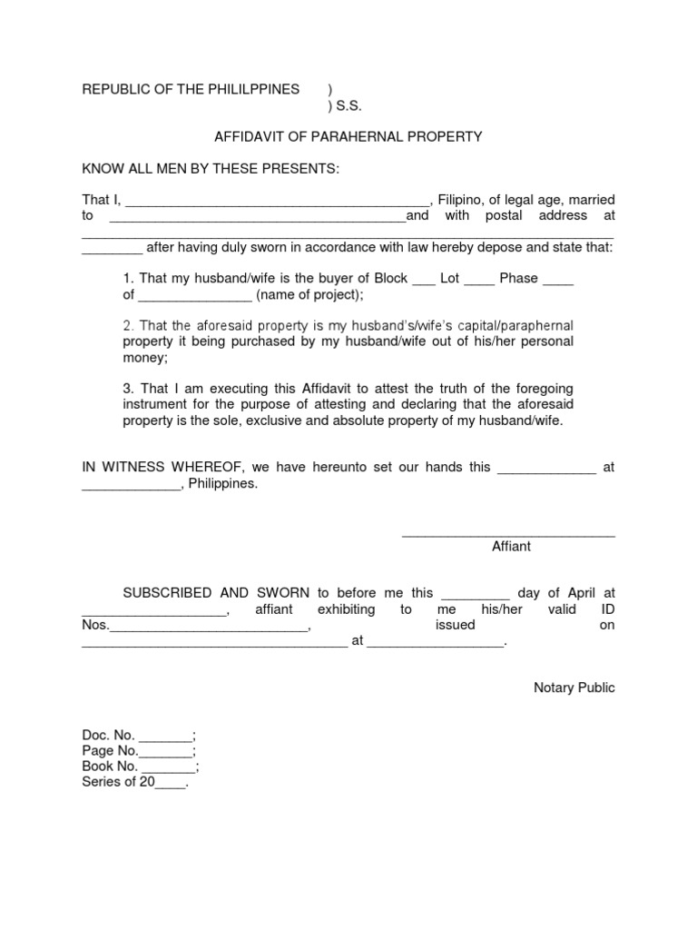 Affidavit of Paraphernal