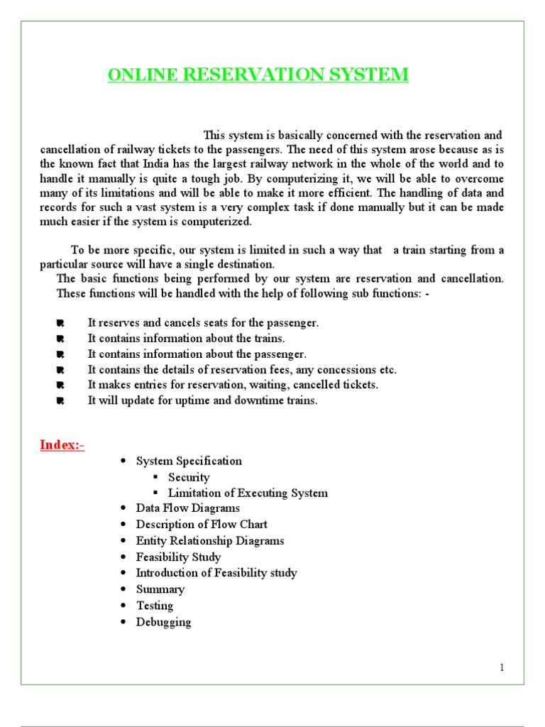 Railway Reservation System Documentation | PDF | Feasibility Study | Databases