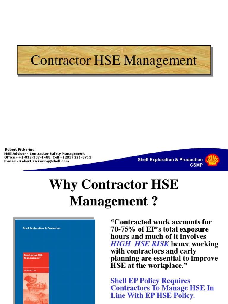 Contractor HSE Management Overview | PDF | Risk | Safety