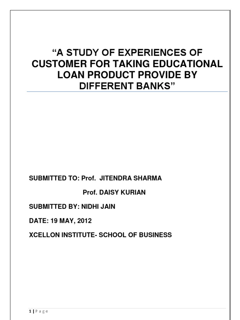 Education Loan Business Research Project | PDF | Student Loan | Student ...