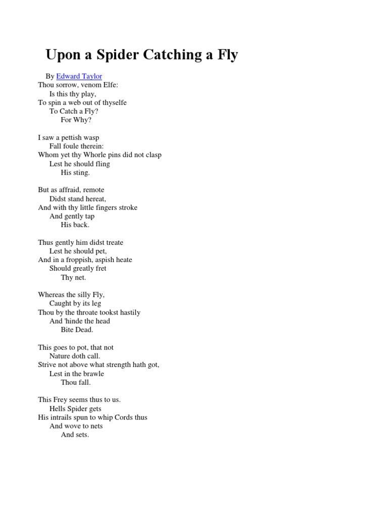 Taylor - Upon A Spider Catching A Fly | PDF