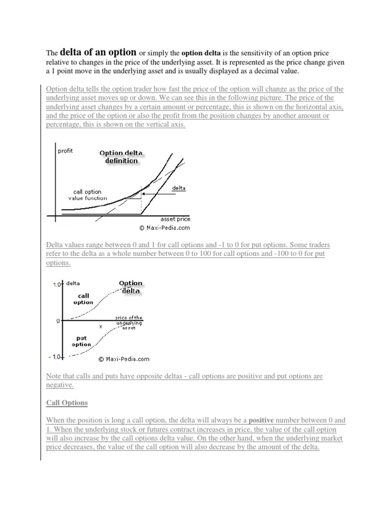 The Delta of An Option or Simply The Option Delta | PDF | Greeks ...