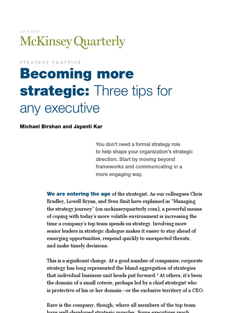 Becoming More Strategic | PDF | Business
