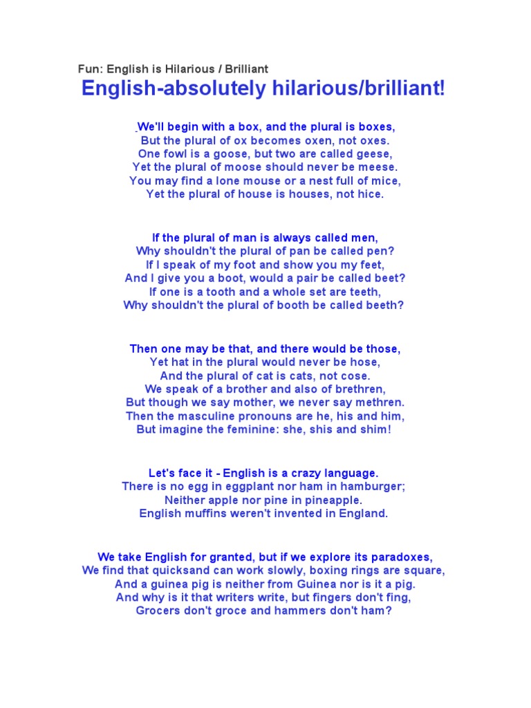 English-Absolutely Hilarious/brilliant!: We'll Begin With A Box, and ...