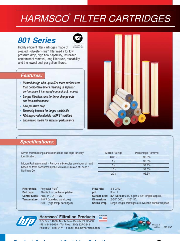 Harmsco 801 Series Filter Cartridges | PDF | Filtration | Chemistry