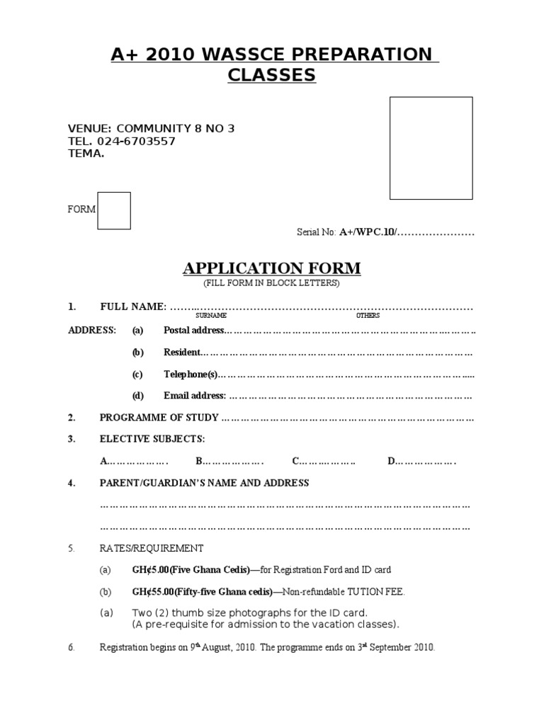 A+ Wassce Preparation Forms | Download Free PDF | Identity Document ...