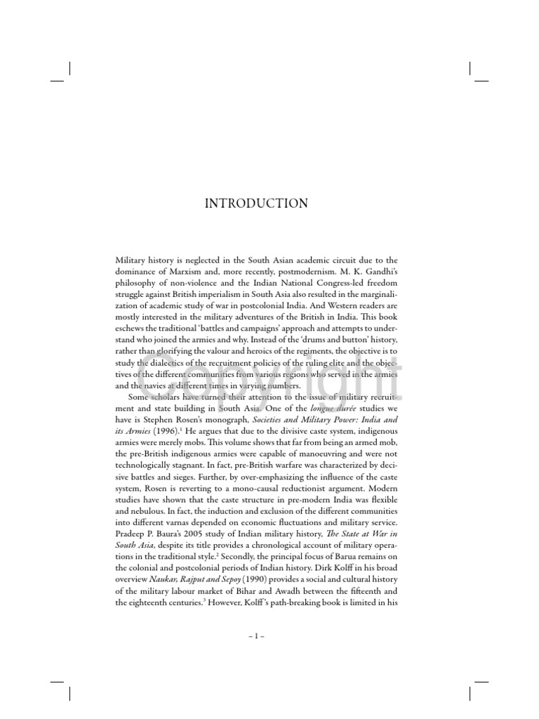Introduction To Military Manpower, Armies and Warfare in South Asia ...