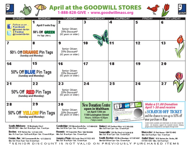 April Discounts at Goodwill Stores | PDF | Business