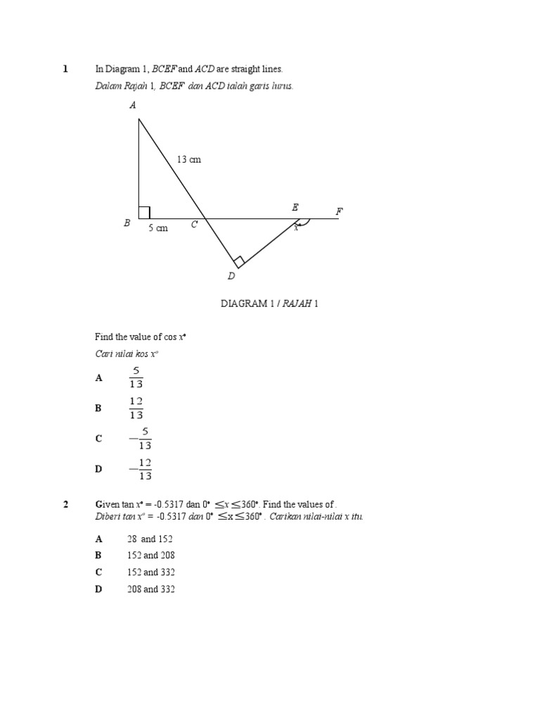 Soalan Modul Trigonometry | PDF