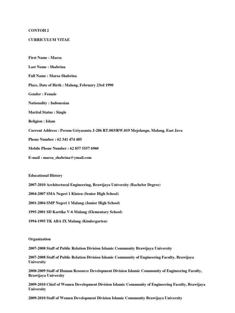 Contoh CV | PDF | Secondary School | South Korea