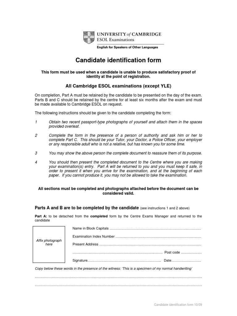 Candidate Identification Form-2 | PDF | Identity Document | Signature
