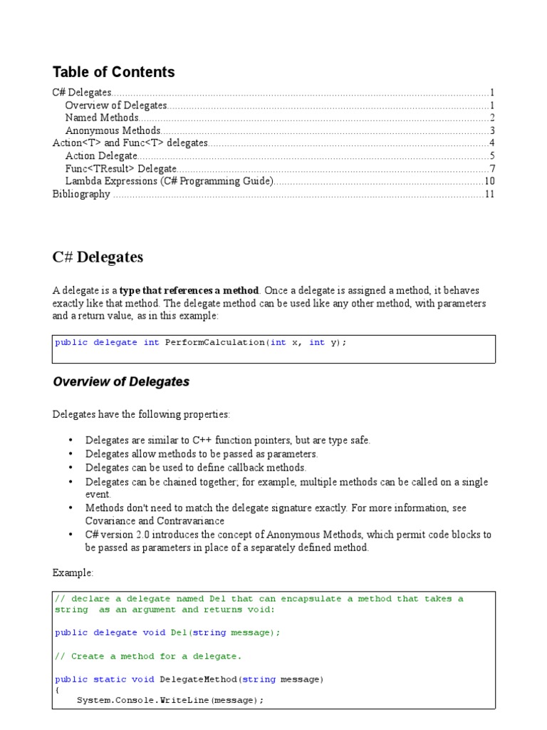 C Delegates Pdf Method Computer Programming C Sharp Programming Language 9475
