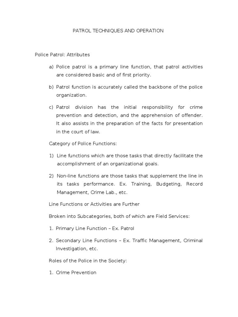 Patrol Techniques and Operation | PDF | Military Intelligence | Police