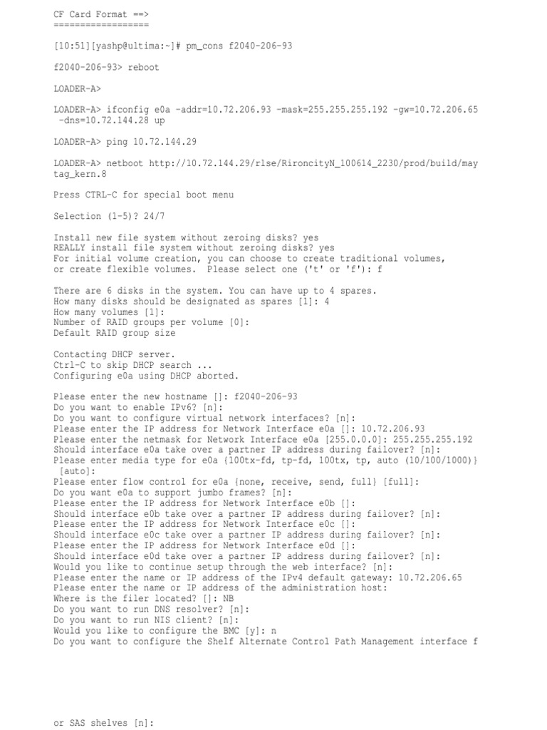 Configure CF Card Boot on NetApp Storage System | PDF | Ip Address ...