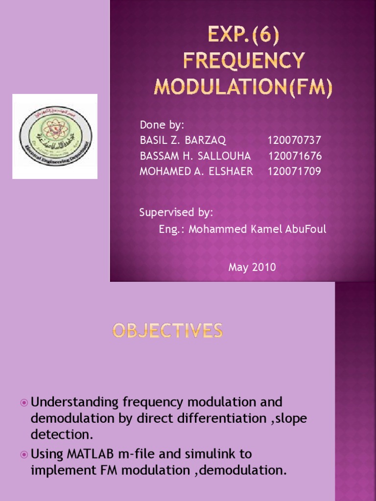 Fm Am Matlab Pdf Frequency Modulation Signal Electrical Engineering