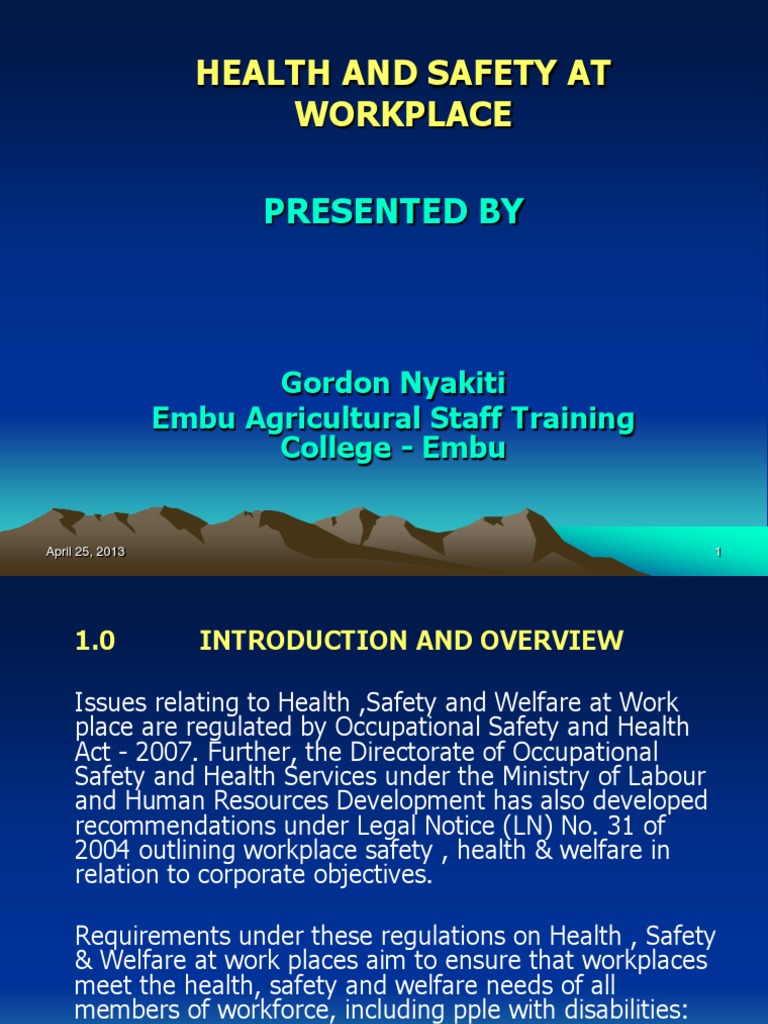 Workplace Health and Safety Guidelines | PDF | Stairs | Occupational ...
