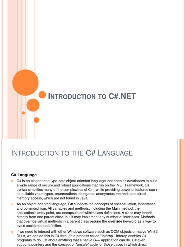 Introduction To C Pdf C Sharp Programming Language Class 