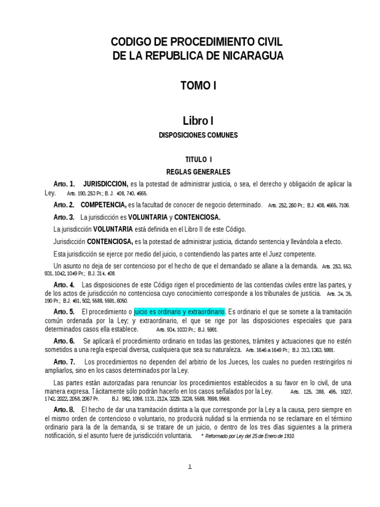 1 Cod de Proc Civil | PDF | Juez | Jurisdicción
