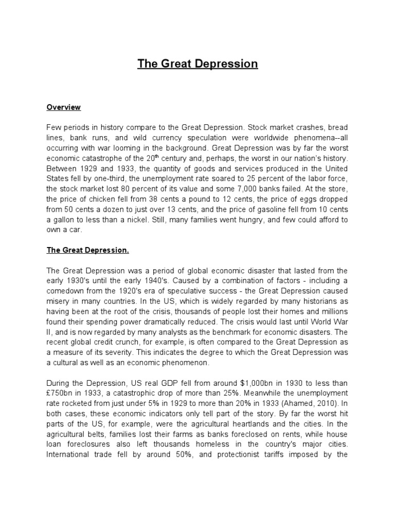 The Great Depression - Assignment # 1 | PDF | Great Depression | Credit ...