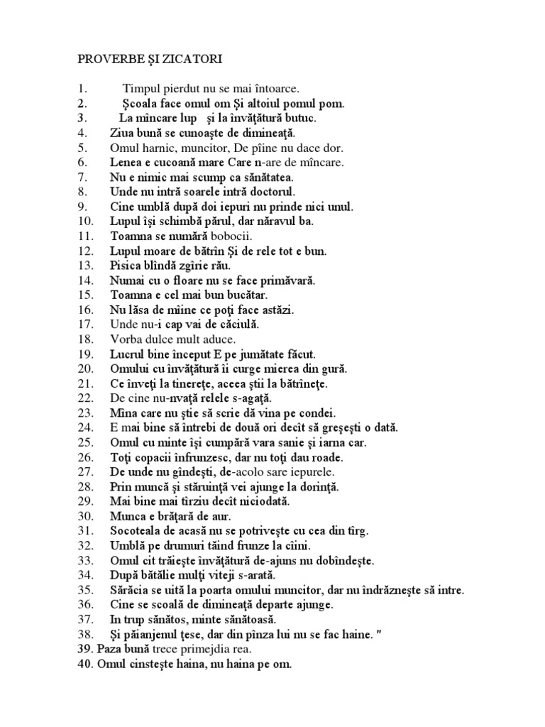 Proverbe Si Zicatori | PDF