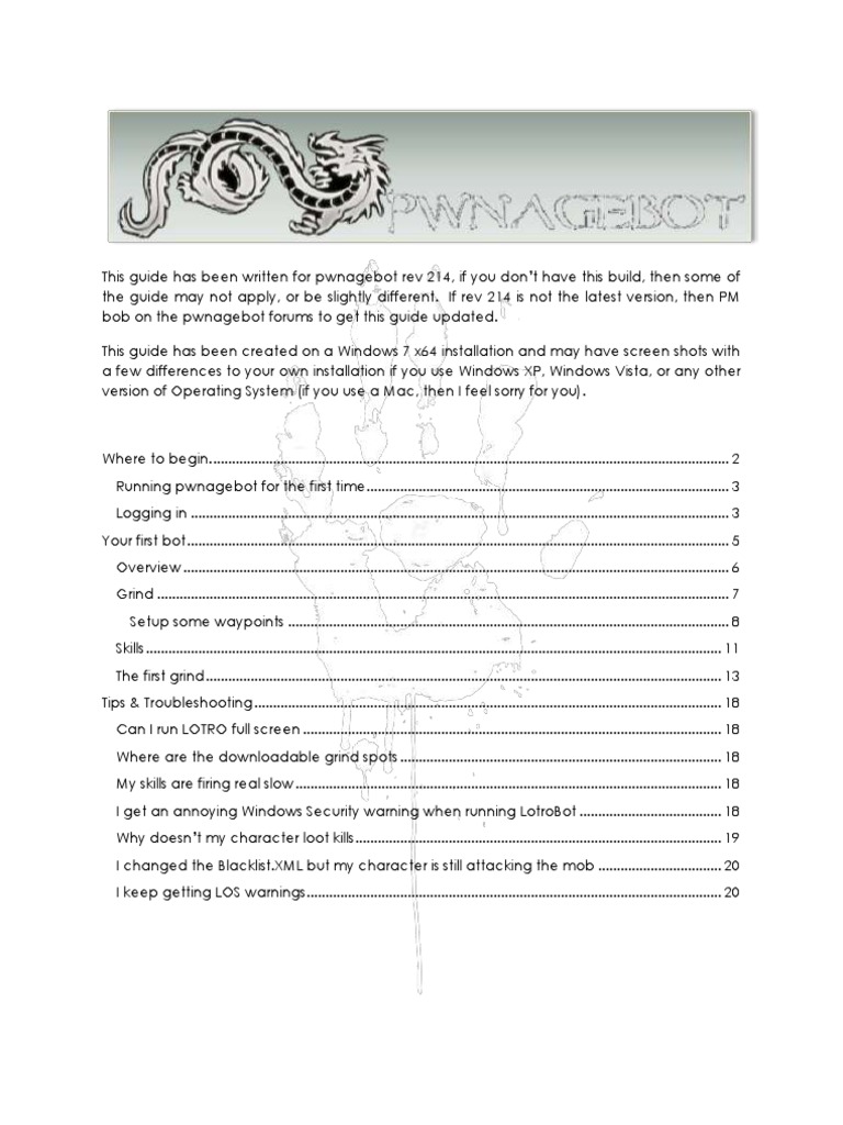 Pwnagebot Getting Started Guide | PDF | Login | Microsoft Windows