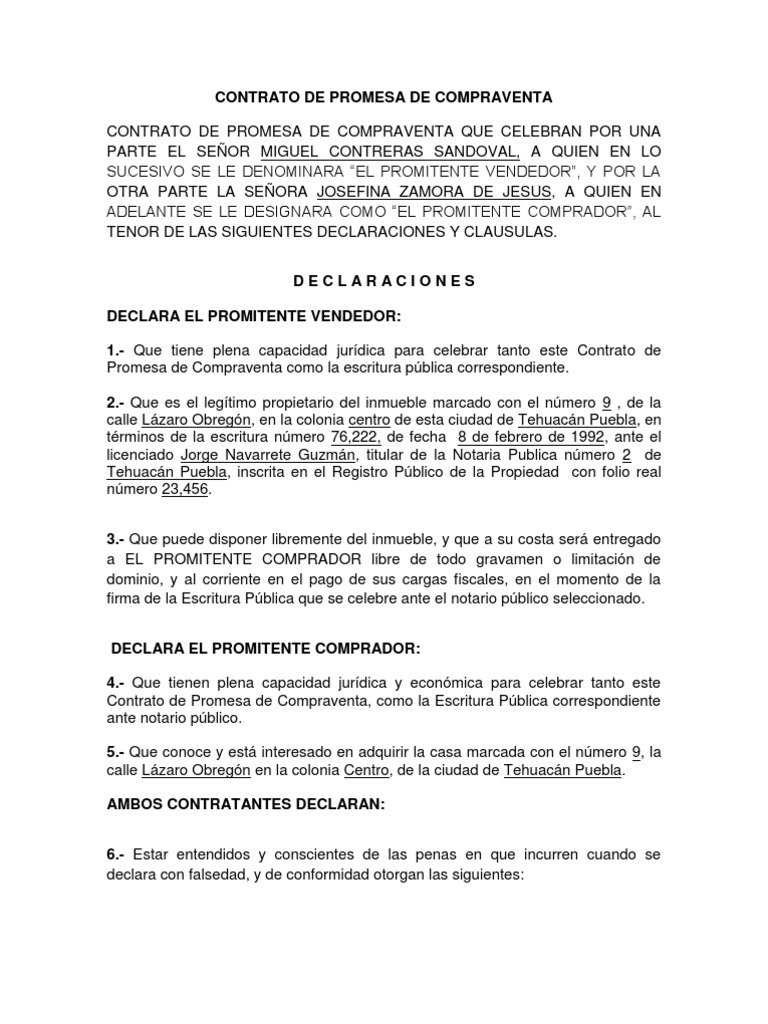 Contrato de Promesa de Compraventa | PDF | Propiedad | Instituciones sociales