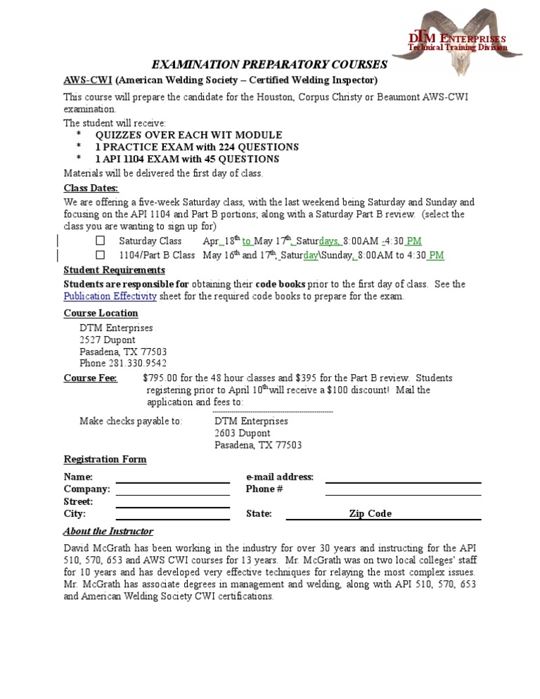 Aws Cwi American Welding Society Certified Welding Inspector Pdf