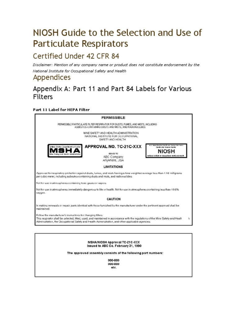 NIOSH Particulate Respirator Guide | PDF | Particulates | Aerosol