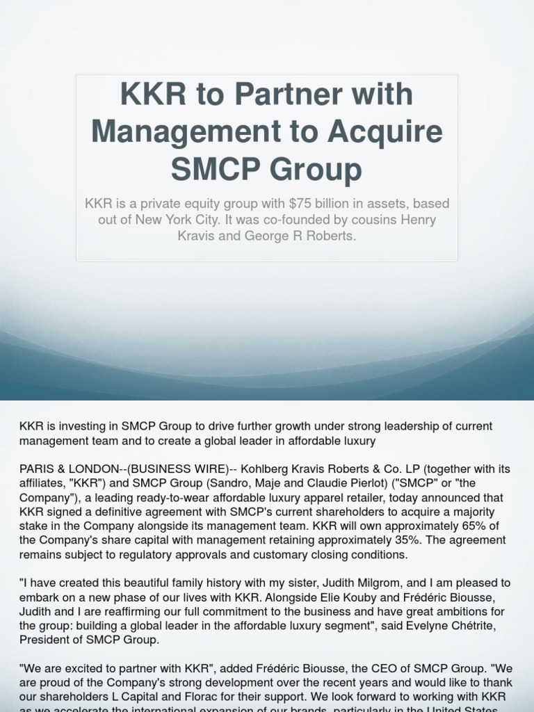 KKR To Partner With Management To Acquire SMCP Group | PDF | Private ...