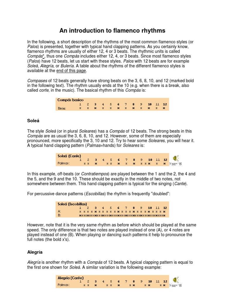 Flamenco Rhythms and Clapping Patterns | PDF | Spanish Folk Music ...