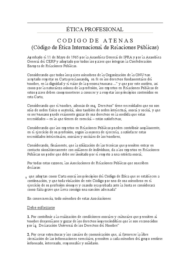 Codigo de Atenas | Descargar gratis PDF | Moralidad | Derechos humanos