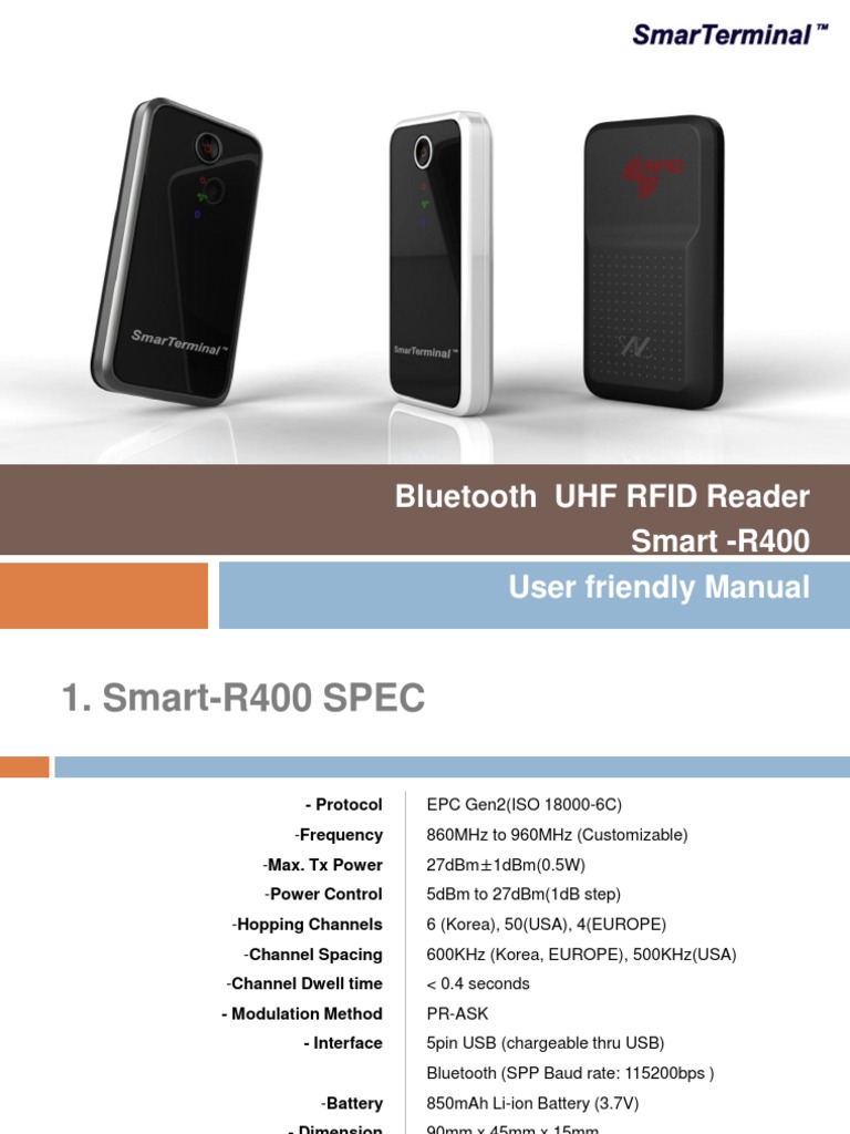 Bluetooth UHF RFID Reader Manual | PDF | Usb | Bluetooth