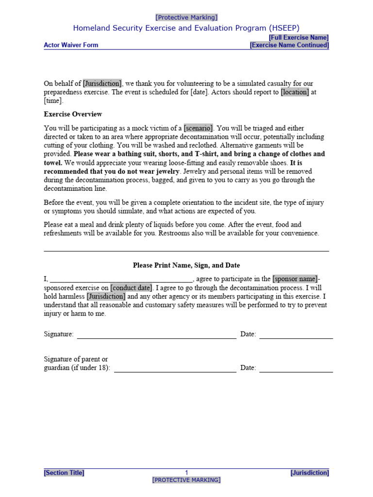 FEMA Homeland Security Exercise and Evaluation Program (HSEEP) Actor ...