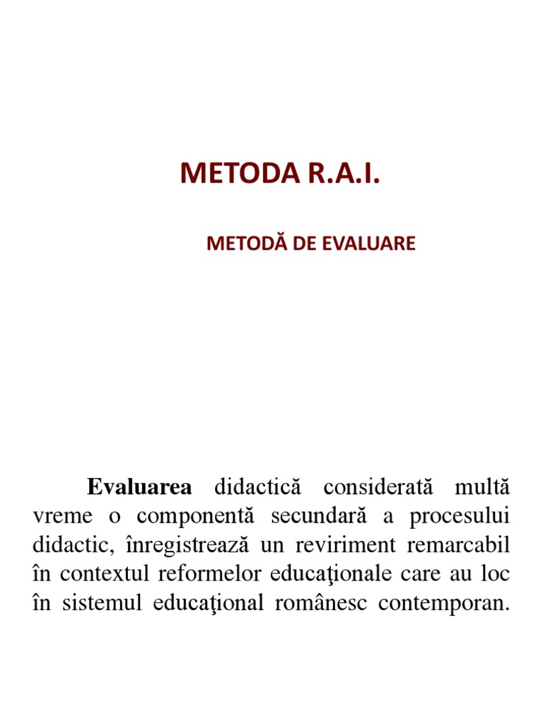 Metoda RAI-Metoda de Evaluare | PDF
