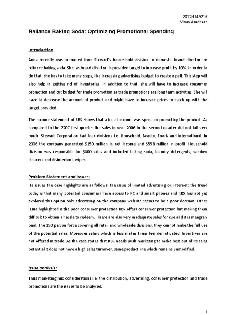 Reliance Baking Soda Marketing Strategy | PDF | Discounts And ...