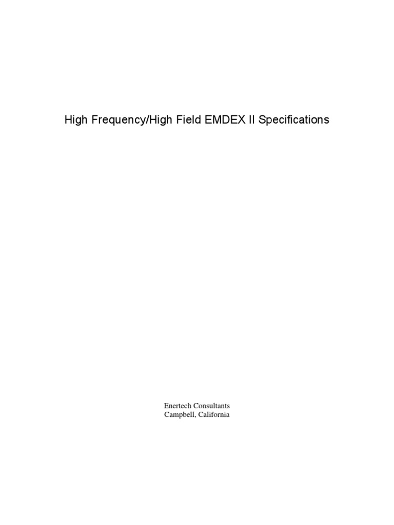 High Frequency High Field Emdex II Specifications | PDF | Frequency | Hertz